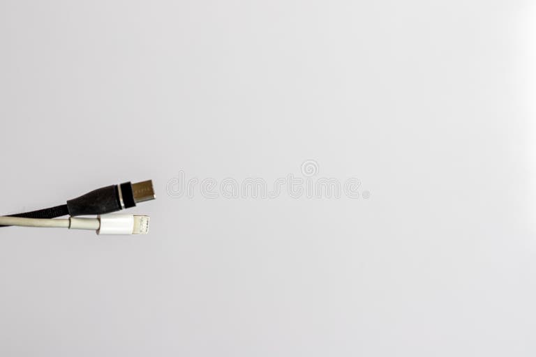 Lighting Cable and USB Type C Cable Head Isolated on White Background ...