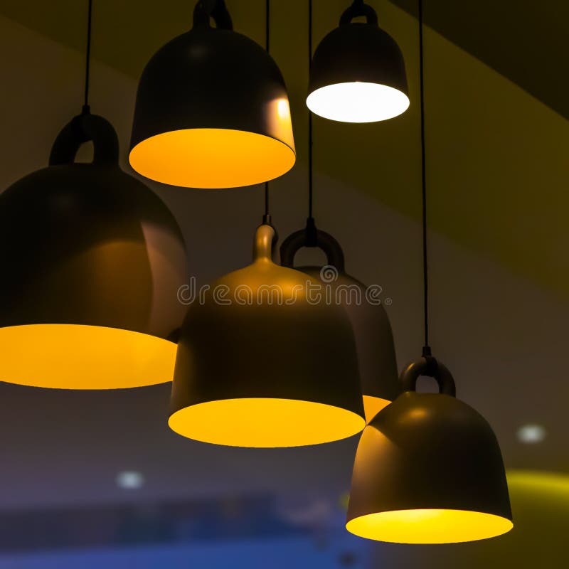 Lighting in the cafe stock image. Image of lighting - 265657053