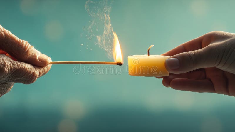Lighting a Candle by Matchstick Stock Photo - Image of fire, firelight ...