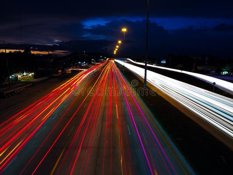 Lighting from Car Lights at Night Stock Image - Image of night ...