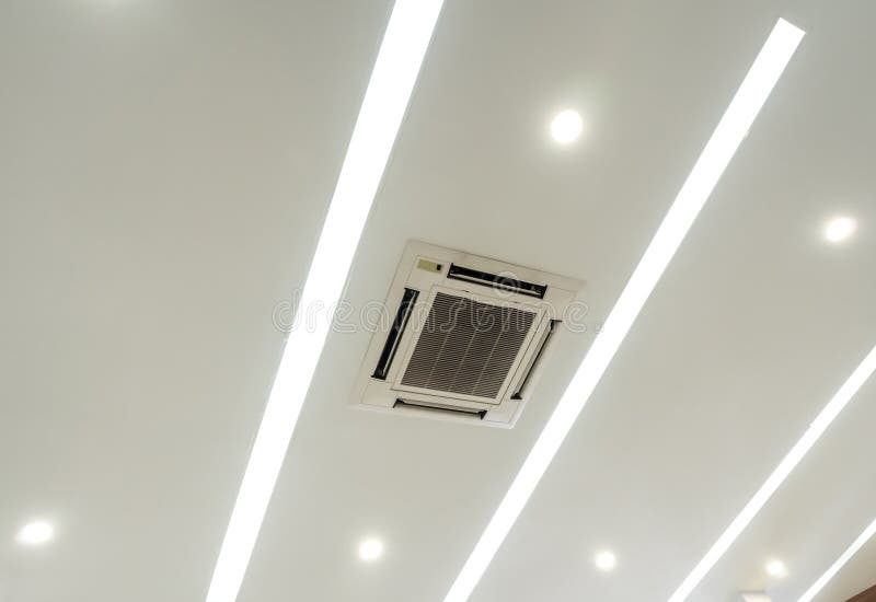 Lighting and Ceiling Mounted Air Conditioner on the Modern Ceiling ...