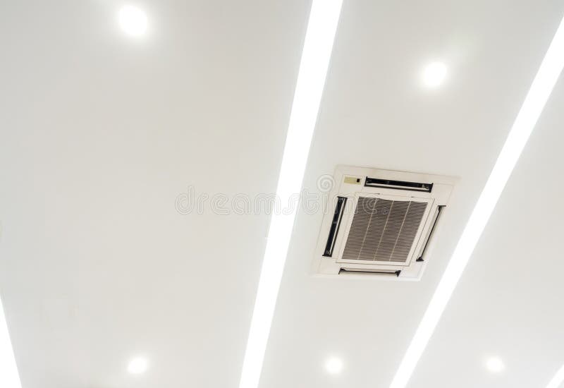 Lighting and Ceiling Mounted Air Conditioner on the Modern Ceiling ...