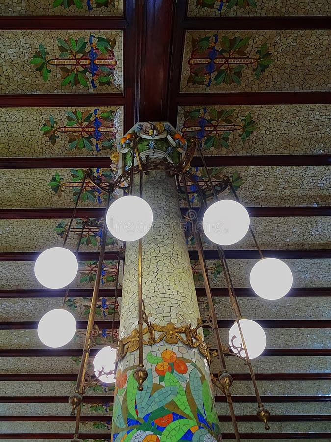 Lighting on Ceiling and Pillar in the Main Rail Station in Valencia ...