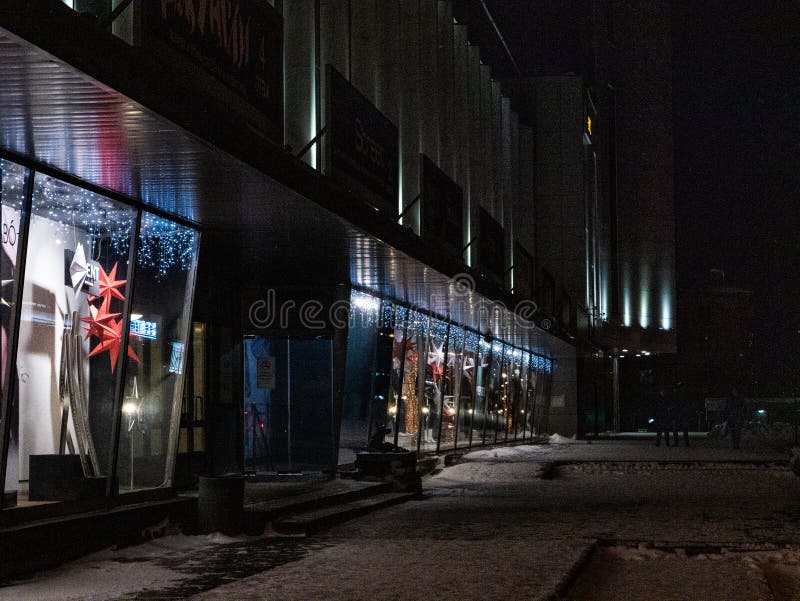 Lighting Storefront in the Night Stock Image - Image of sight ...