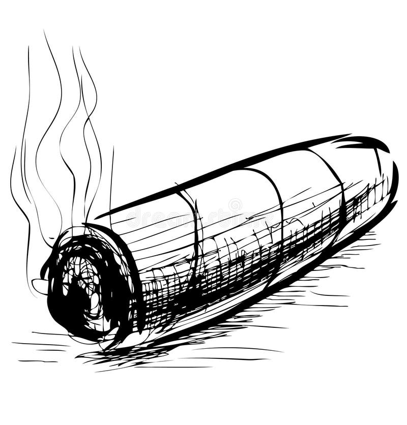 Lighting Cigar Sketch Vector Illustration Stock Vector - Illustration ...