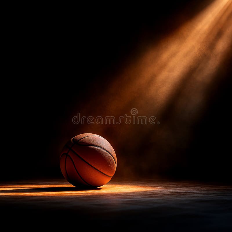 A Dramatic Scene with a Basketball and a Ligthing Stock Illustration ...