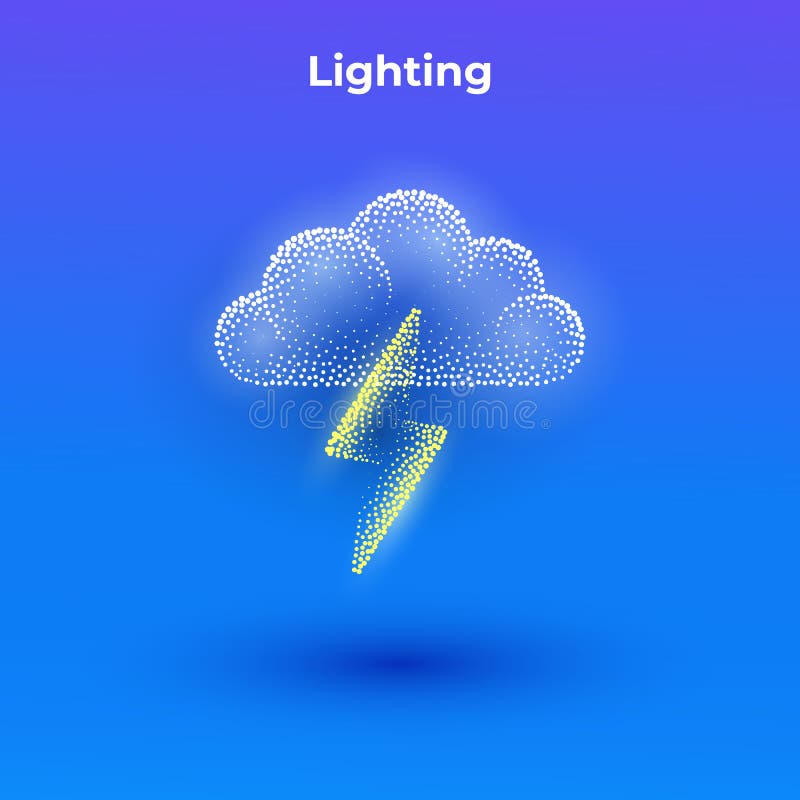 Lighting 3d Icon with Transparent Effect. Halftone Weather Simple Icon ...