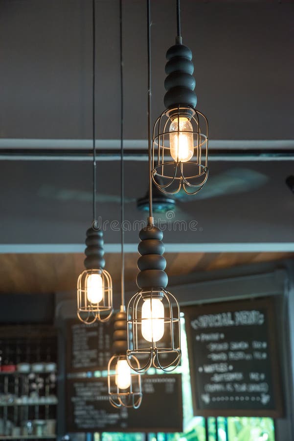 Lighting Decor in Bar, Retro Style Stock Photo - Image of glisten ...