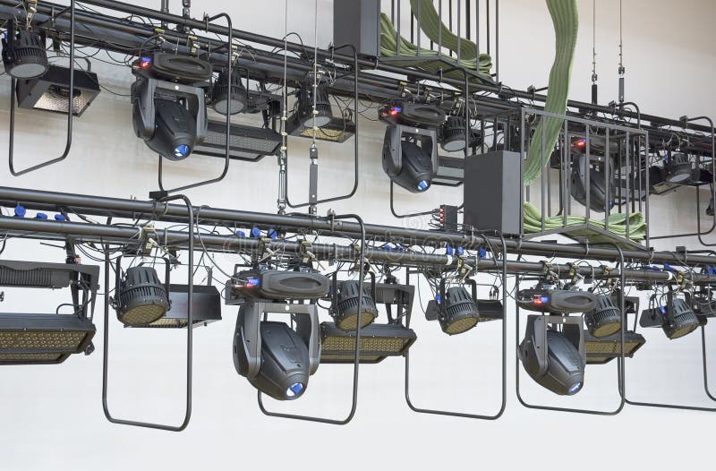 Overhead Theater Stage Lighting Stock Image - Image of beam, overhead ...