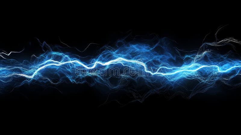 Lighting Effect on a Black Background. Electric Current Effect on a ...