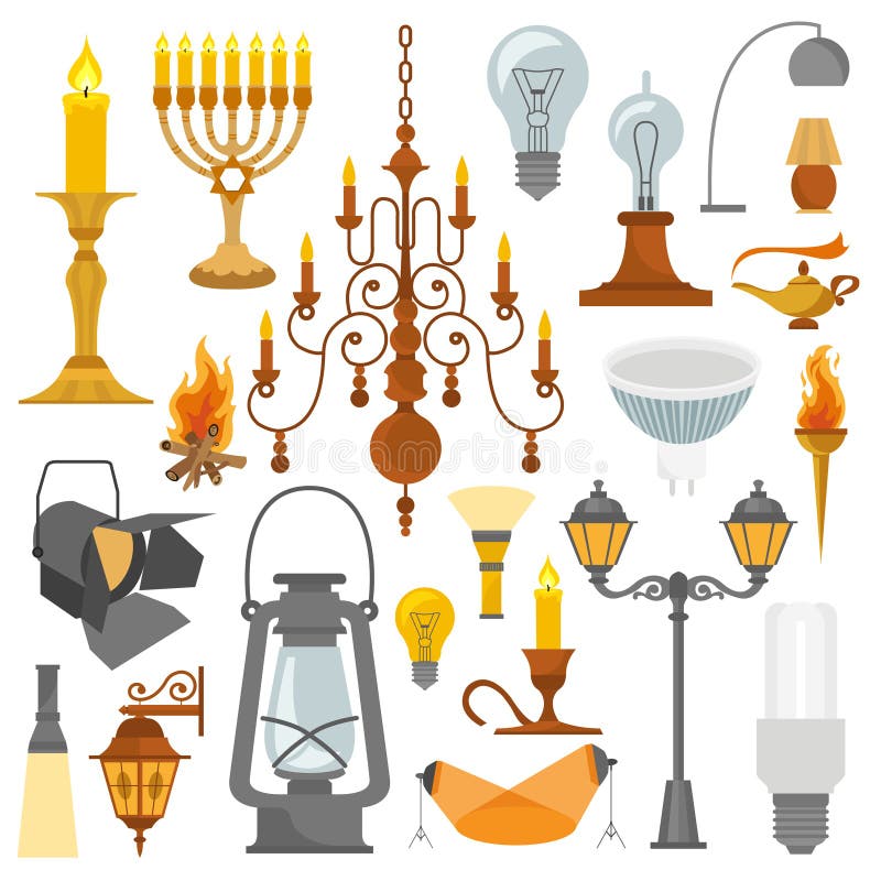 Lighting elements icon set stock vector. Illustration of icon - 75585675