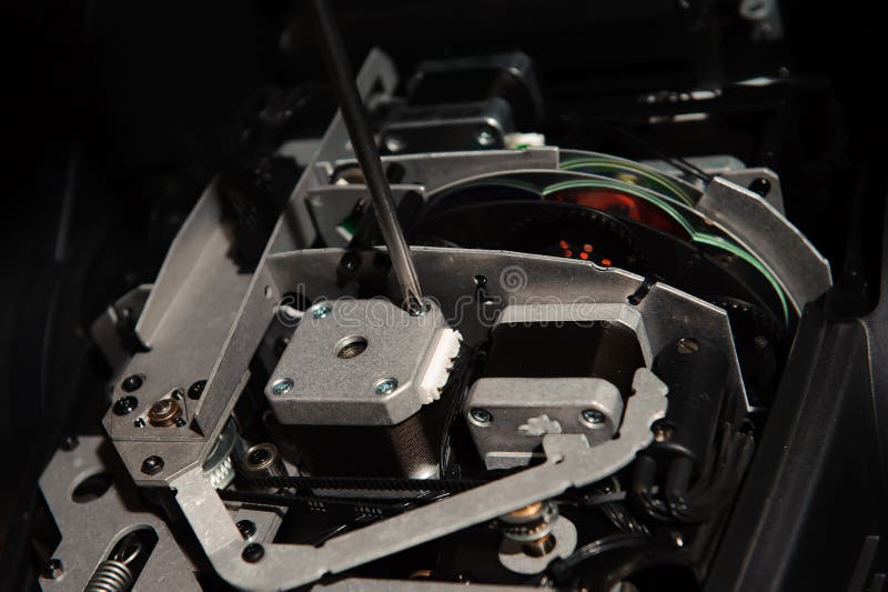 The Lighting Engineer Adjusts the Lights on the Stage Stock Image ...