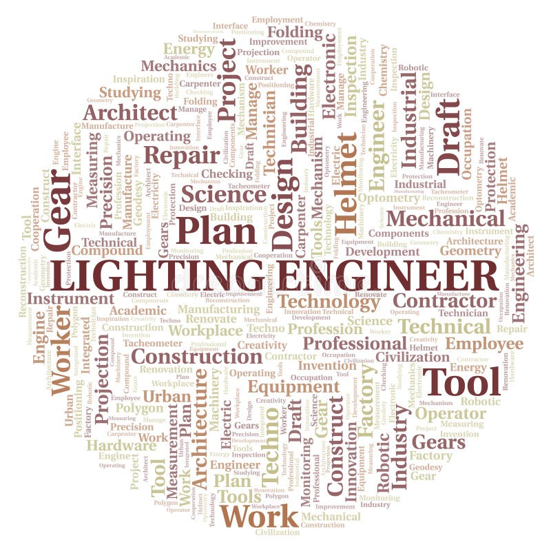 Lighting Engineer Typography Word Cloud Create with the Text only Stock ...
