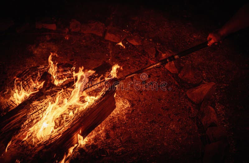 Lighting a Fire Stick at a Fair Show. Stock Image - Image of ...