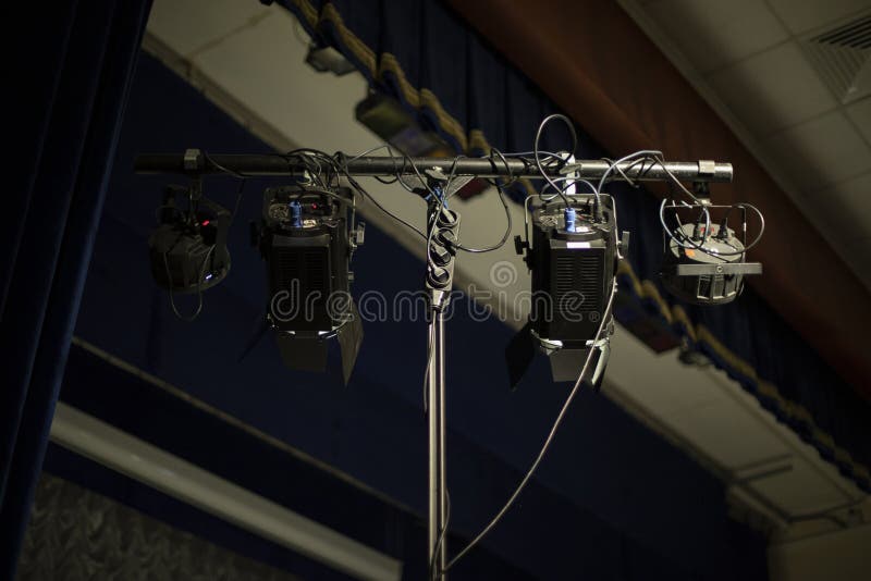 Lighting Fixture on Stage. Light Stand in Hall Stock Image - Image of ...