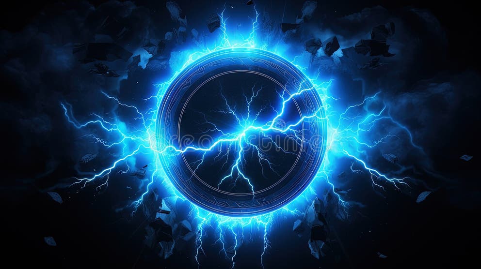 Lighting Flash in the Shape of Circle. Ring of Thunderstorm Lightning ...