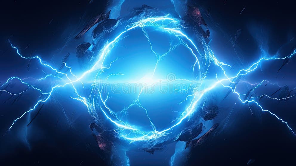 Lighting Flash in the Shape of Circle. Ring of Thunderstorm Lightning As a Portal Stock Photo ...