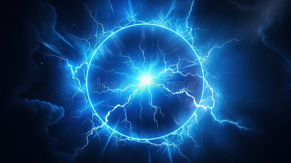 Lighting Flash in the Shape of Circle. Ring of Thunderstorm Lightning ...