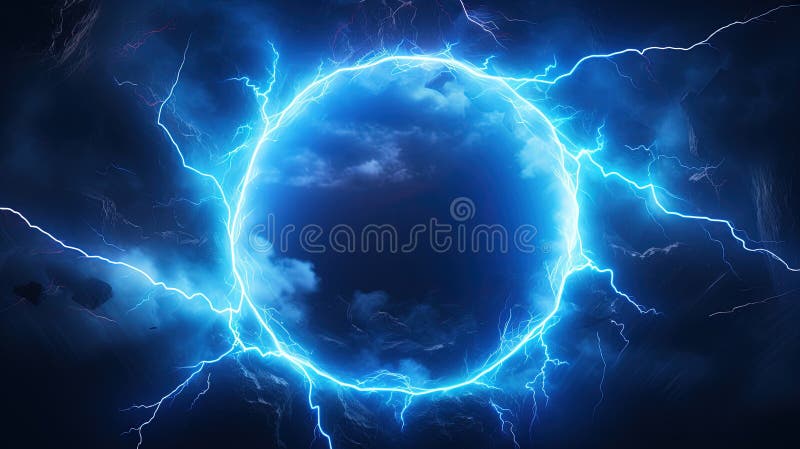 Lighting Flash in the Shape of Circle. Ring of Thunderstorm Lightning As a Portal Stock Image ...