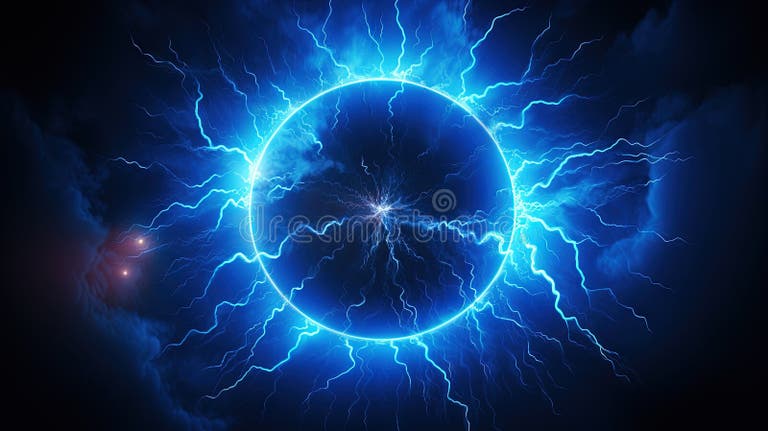 Lighting Flash in the Shape of Circle. Ring of Thunderstorm Lightning ...