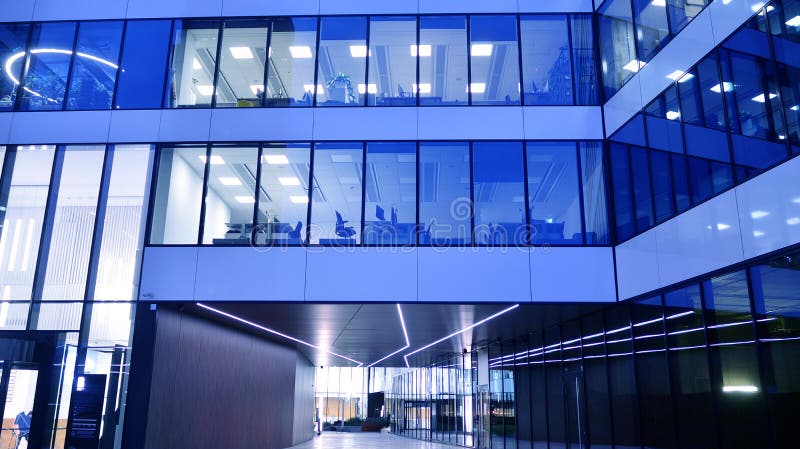 Pattern of Office Buildings Windows Illuminated at Night. Stock Image ...