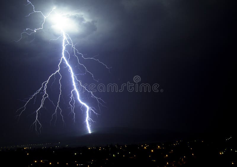 Lighting hits forest stock image. Image of forest, storm - 33305745
