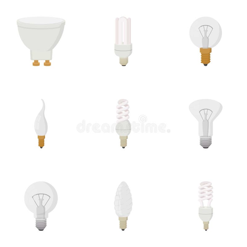 Lighting Icons Set, Cartoon Style Stock Vector - Illustration of icon ...