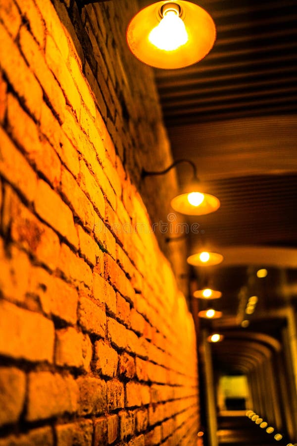 Lighting that Illuminates the Brick Wall Stock Photo - Image of light ...