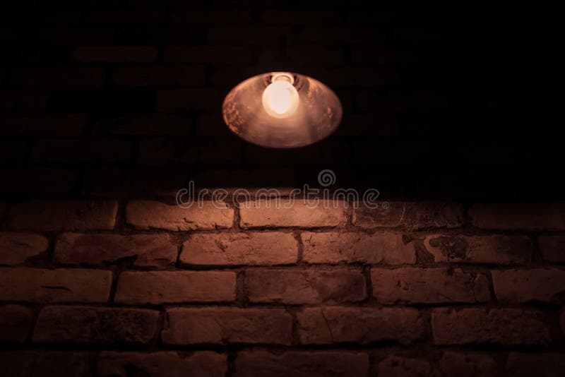 Lighting that Illuminates the Brick Wall Stock Photo - Image of mood ...