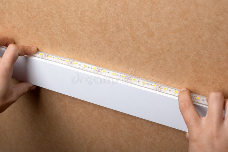 Lighting Install,the Master Makes the Installation of LED Strip on the ...
