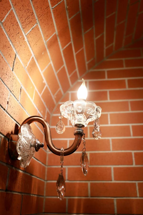 Lighting Lamp on Brick Wall Stock Image - Image of comfortable, idea ...