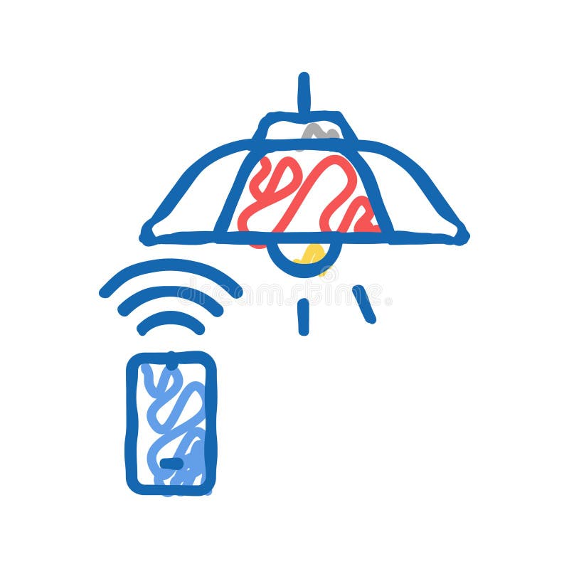 Lighting Lamp Remote Control Icon Doodle Illustration Stock ...