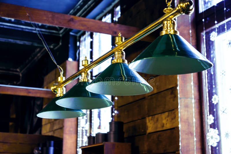 Lighting Lamps Over the Pool Table Stock Image - Image of indoors ...