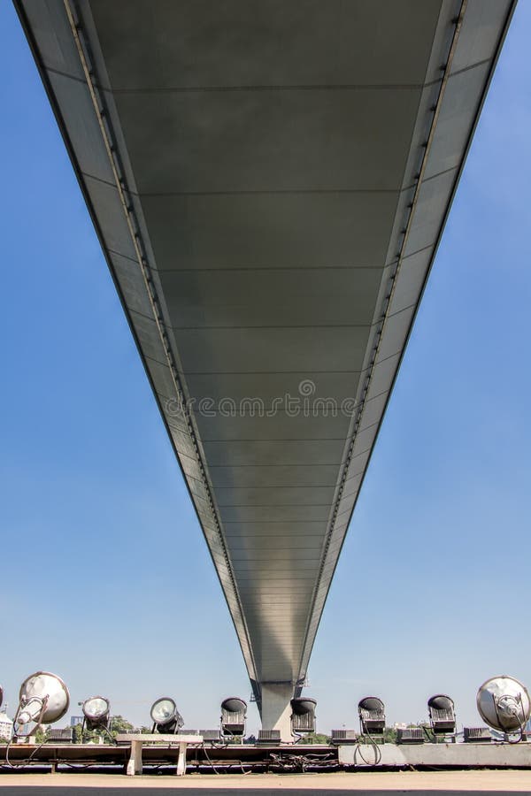 Lighting Lamps Under a Long Bridge Stock Photo - Image of sunlight ...