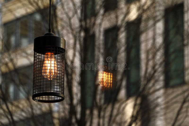 Lighting lantern in a cafe stock image. Image of giant - 100456673