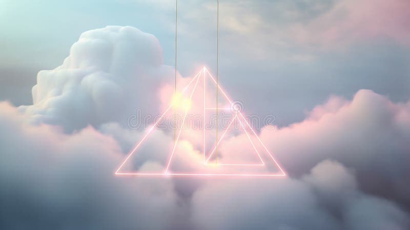 Lighting Line a Triangle in Cloud Background. Generative AI Weber. Stock Illustration ...