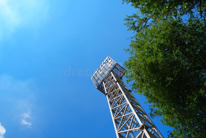 Lighting Mast with Fixed Frame Against a Blue Sky. Stock Photo - Image ...