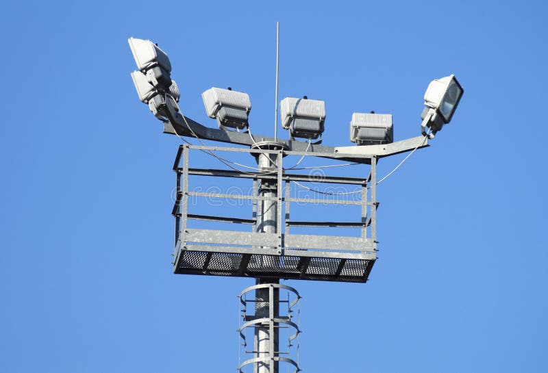 Mast Lighting on a Blue Sky . Mast with Lightning Rod and Observation ...