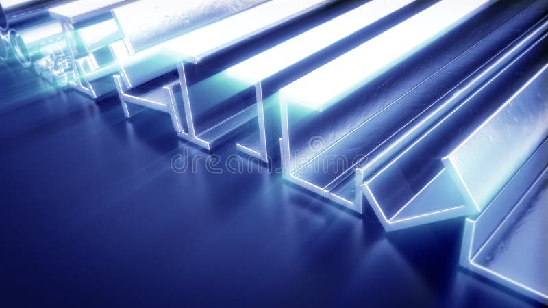 Shining Rolled Metal and Iron Rod - Design Industrial 3D Rendering ...