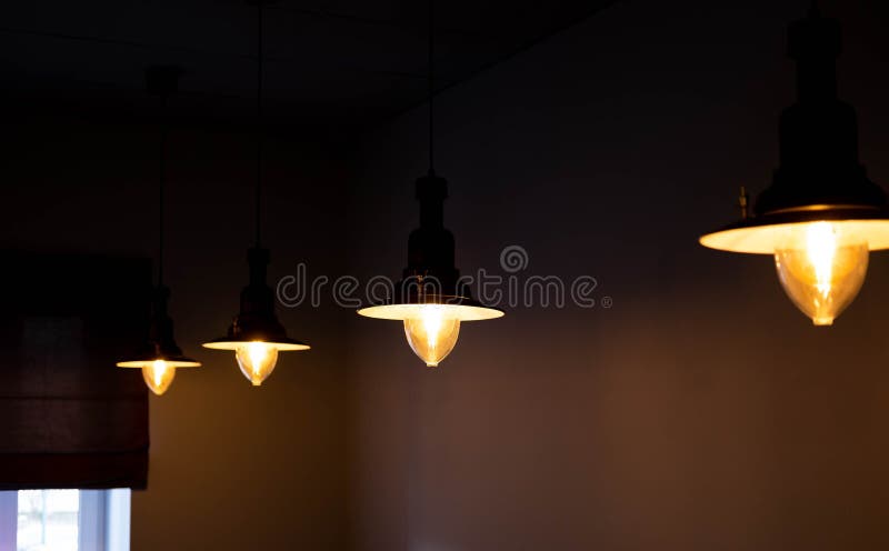 Lighting for a Nice Cozy Cafe. Dim Light in the Room. Romantic Light in ...