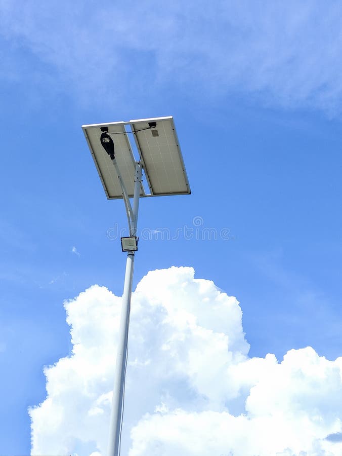 Lighting Pole with Solar Panel Stock Photo - Image of mast, advertising ...