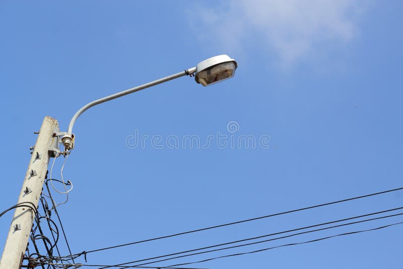 Lighting Poles on Blue Sky Background. Stock Image - Image of high ...