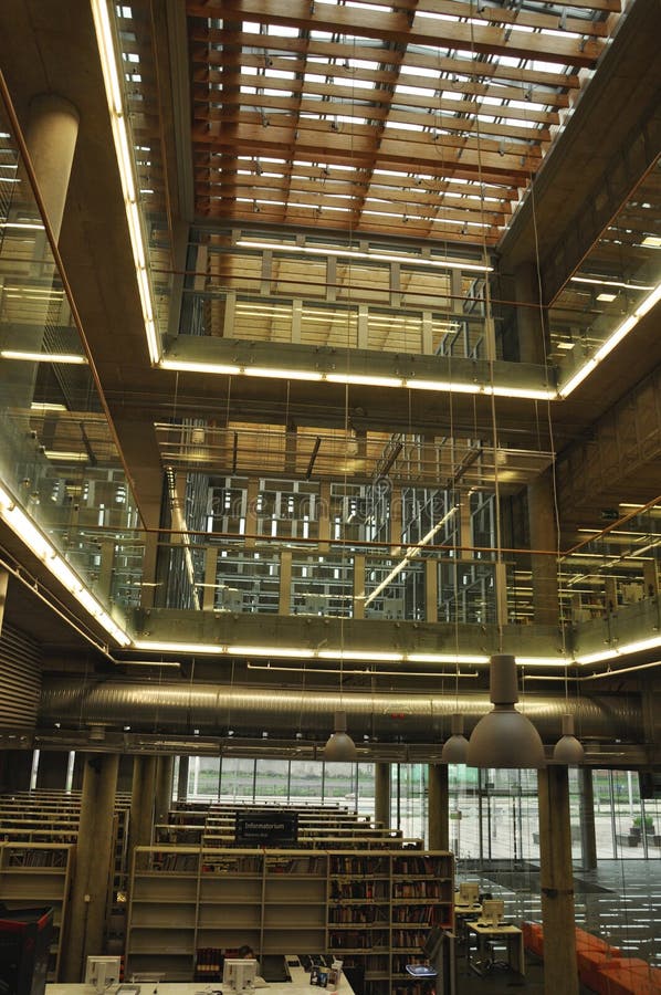 The Lighting Reflects Off the Glass Walls Inside the Modern Building ...