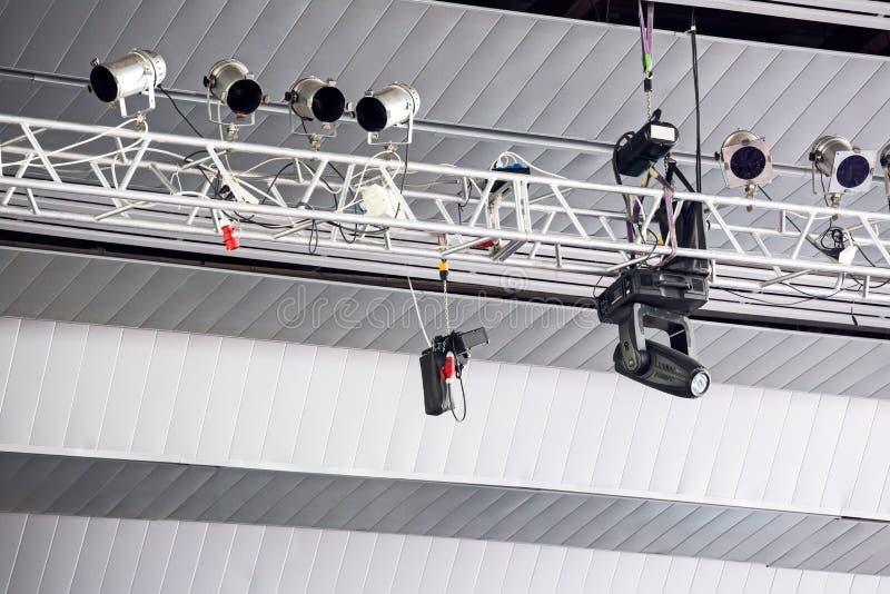 Lighting Rig with Spot Lights Stock Photo - Image of theatrical, metal ...
