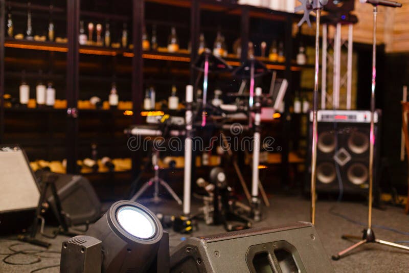 Lighting Set on a Stage. Studio Light. Projector and Ray of Light Stock ...