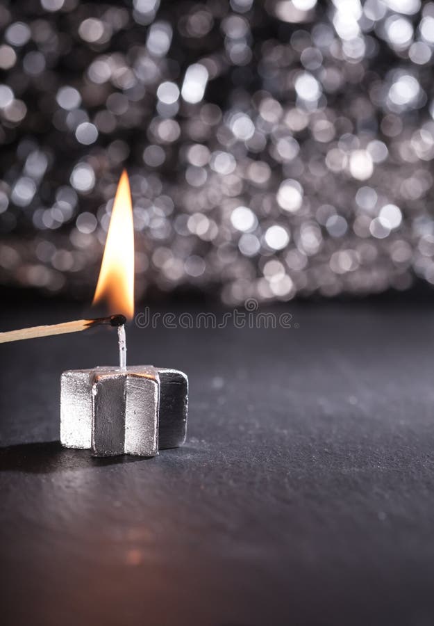 Match Lighting the First Golden Advent Candle Stock Image - Image of ...