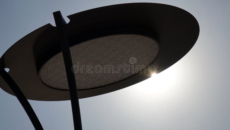 Lighting with Solar Panel Installed. Round Lights . Stock Photo - Image ...