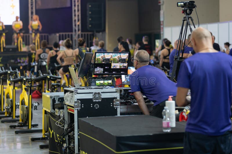Lighting and Sound Technician and Broadcast Operator at Work in the ...