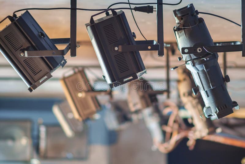 Lighting Spotlights on the Stage of the Theater Stock Photo - Image of ...