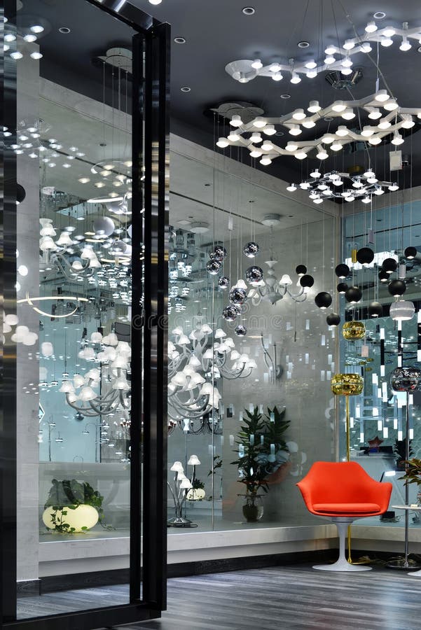 Modern LED Lighting Commercial Plaza Interior of Modern Office Building ...